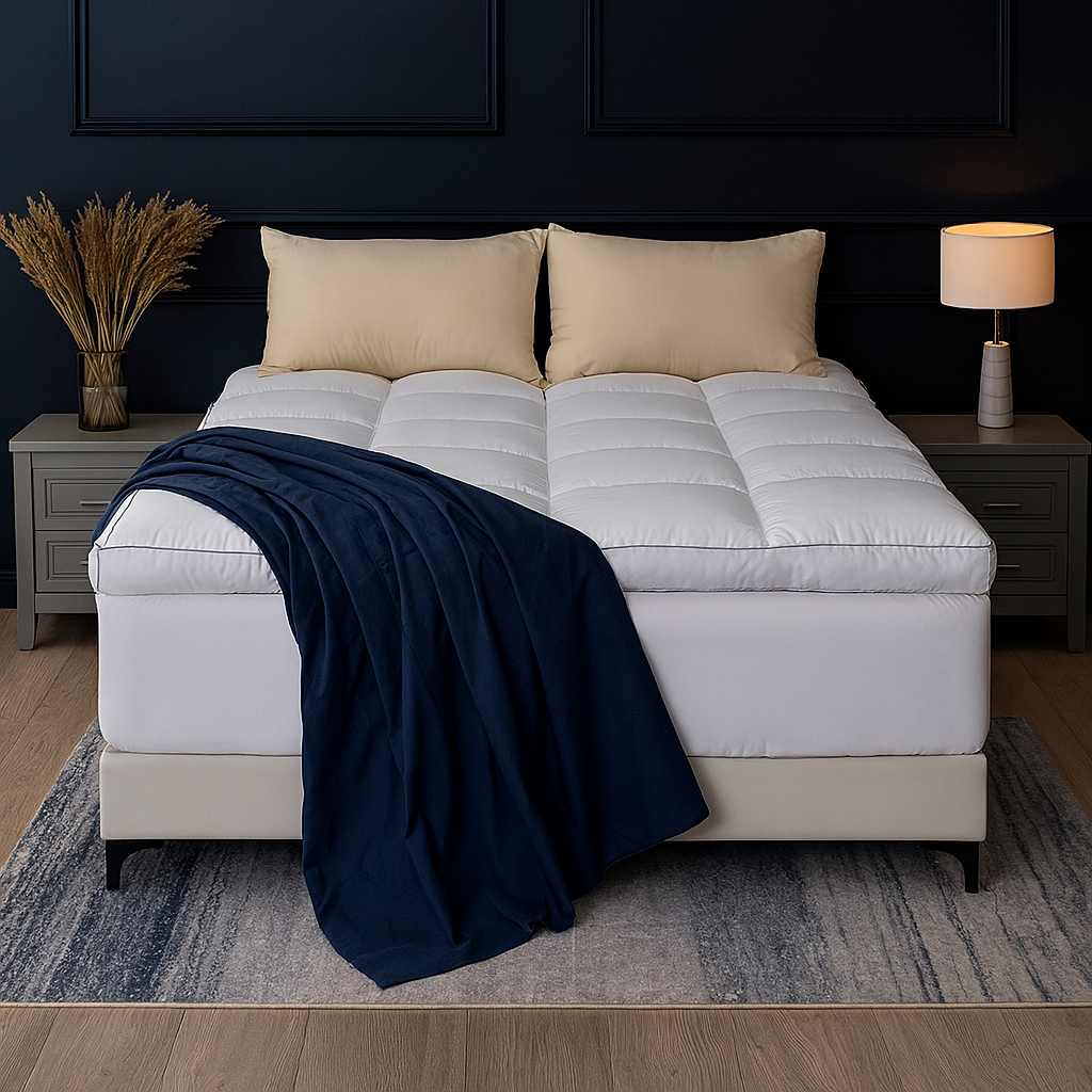 Marine Moon | Fitted Mattress Topper - Classic White